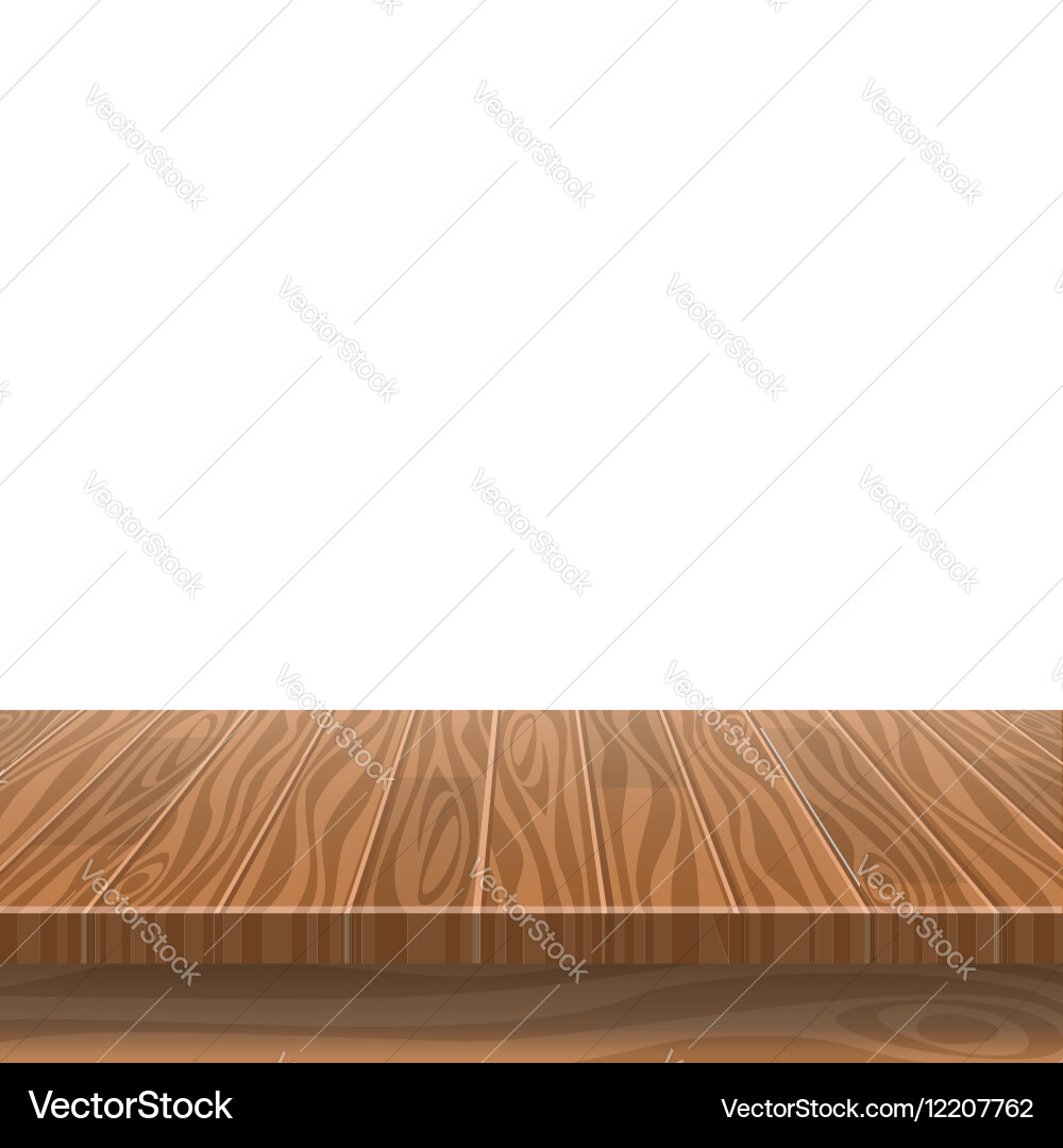 Empty wooden table in a sun drenched summer garden