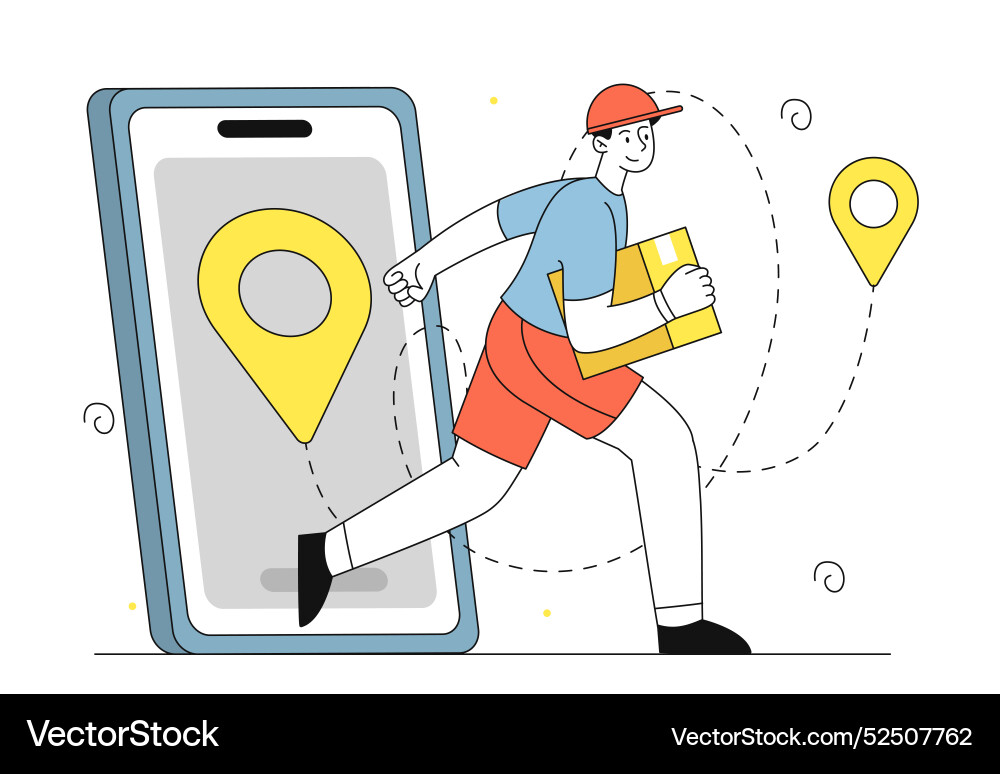 Fast delivery man deliveryman with cardboard box Vector Image