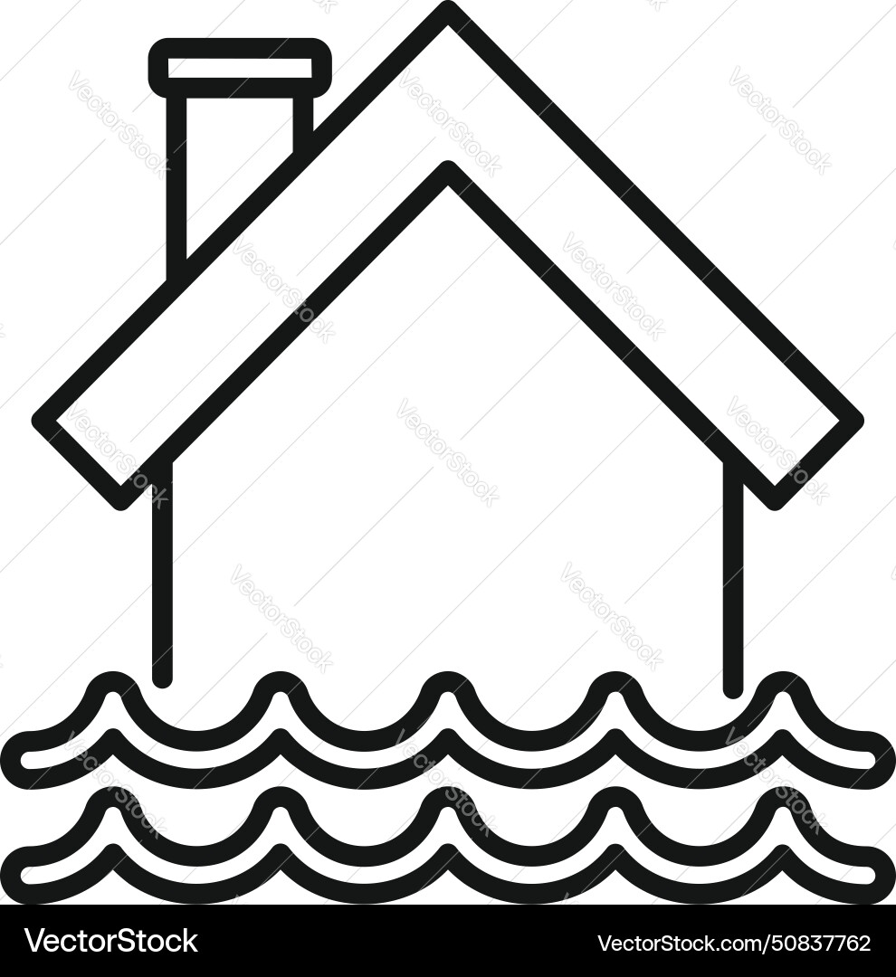 House in flood icon outline global climate Vector Image