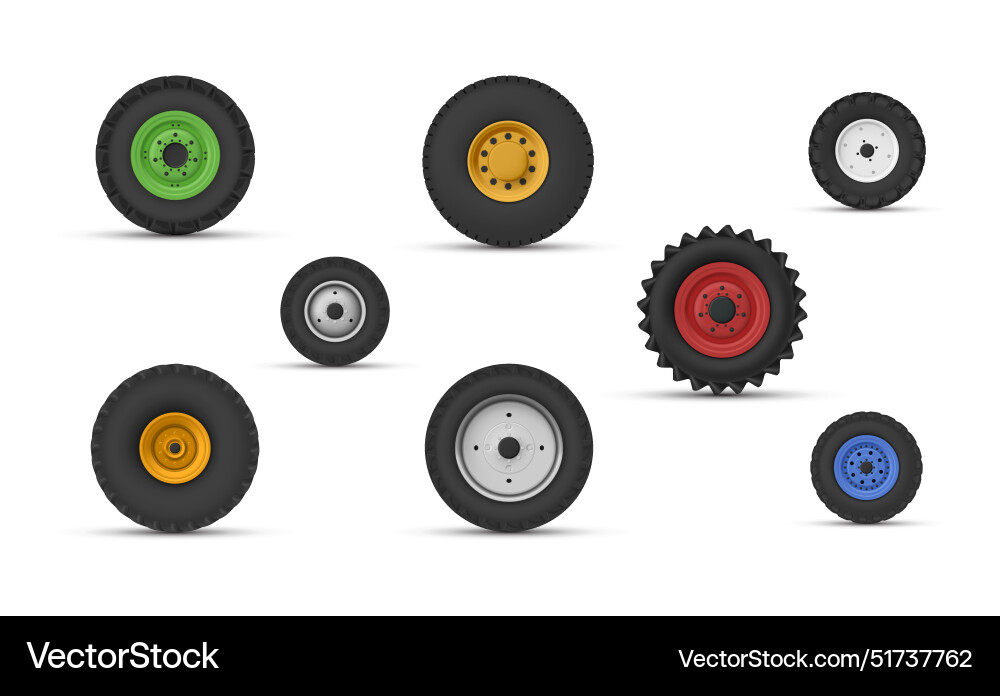Tractor wheels multi colored industrial Royalty Free Vector
