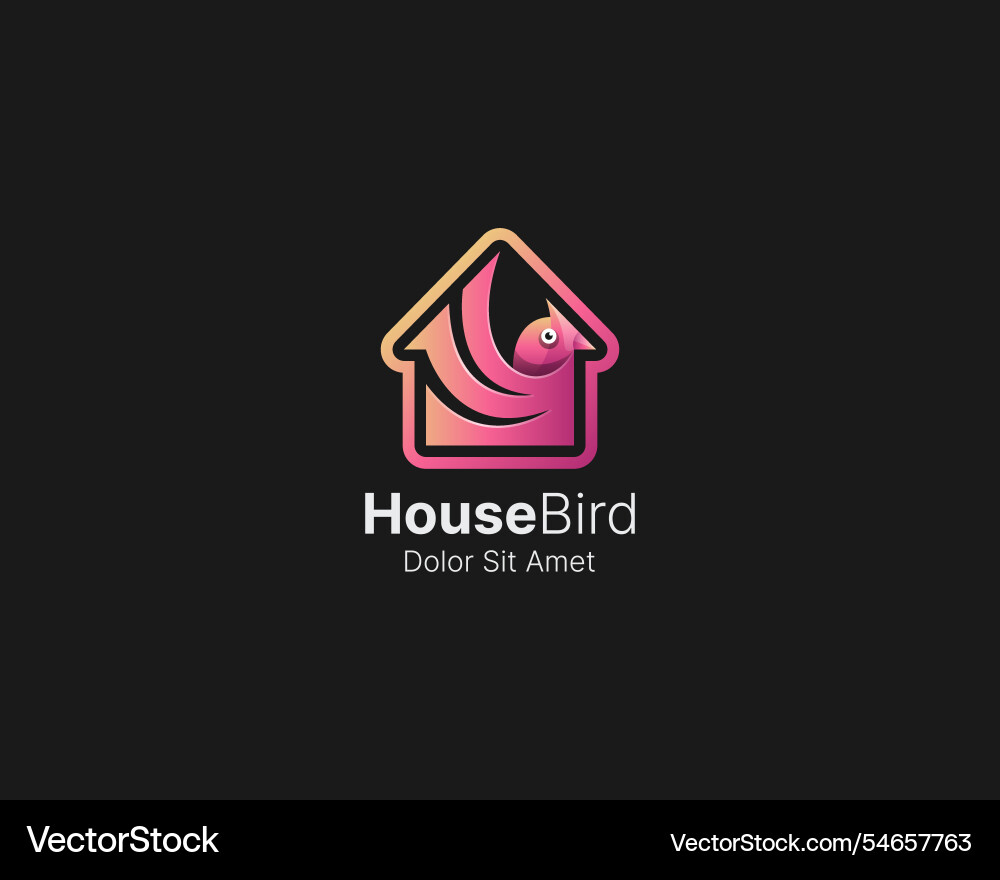 Bird house logo red with icon Royalty Free Vector Image