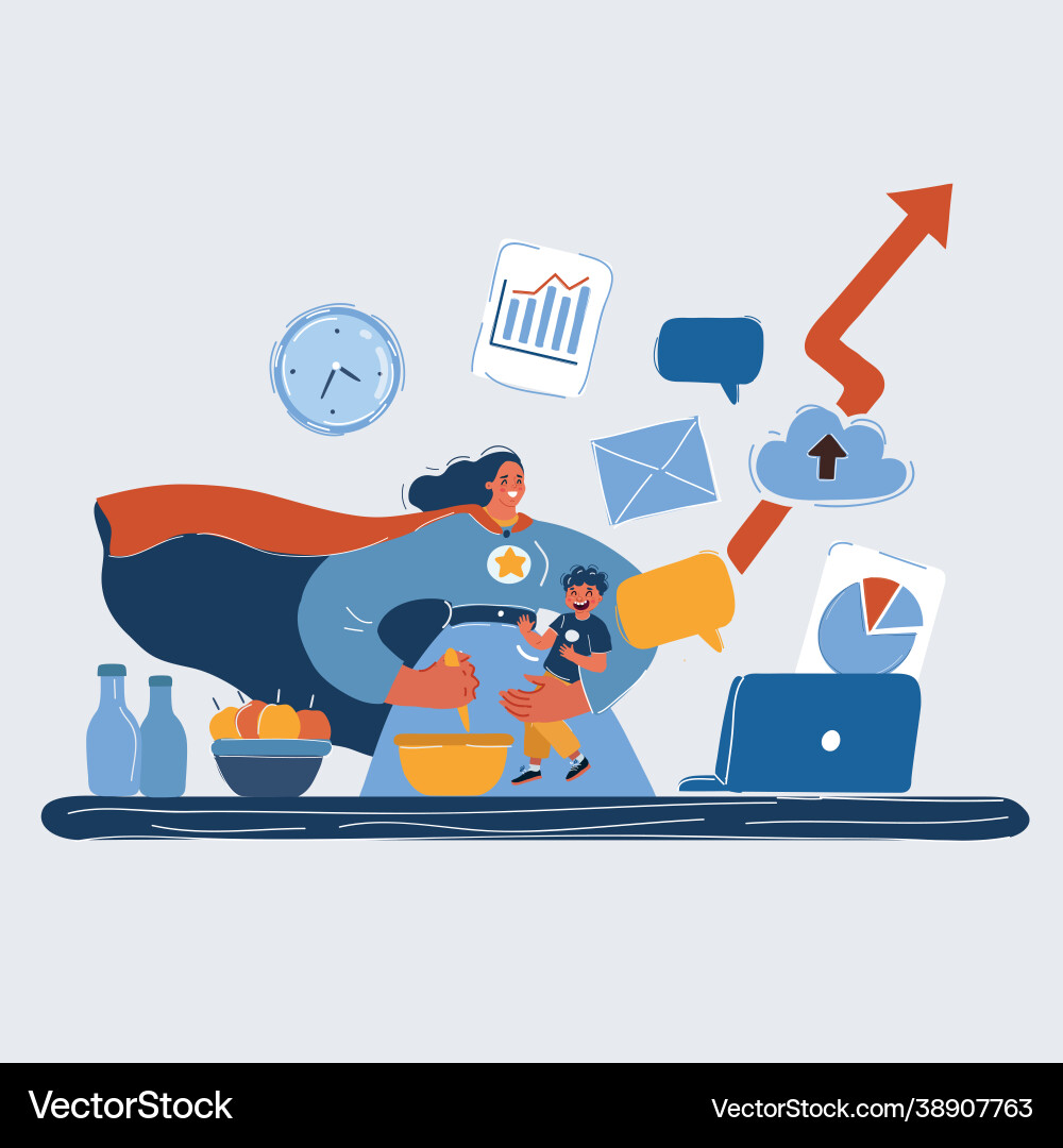 Busy Mom Multitasking Royalty Free Vector Image