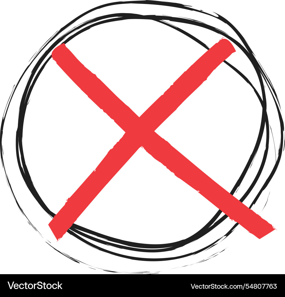 Cross mark in circle doodle Royalty Free Vector Image