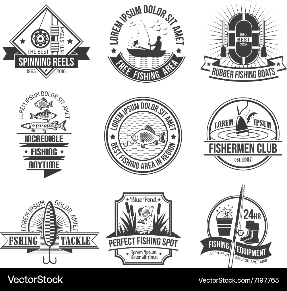 Fishing emblems set Royalty Free Vector Image - VectorStock