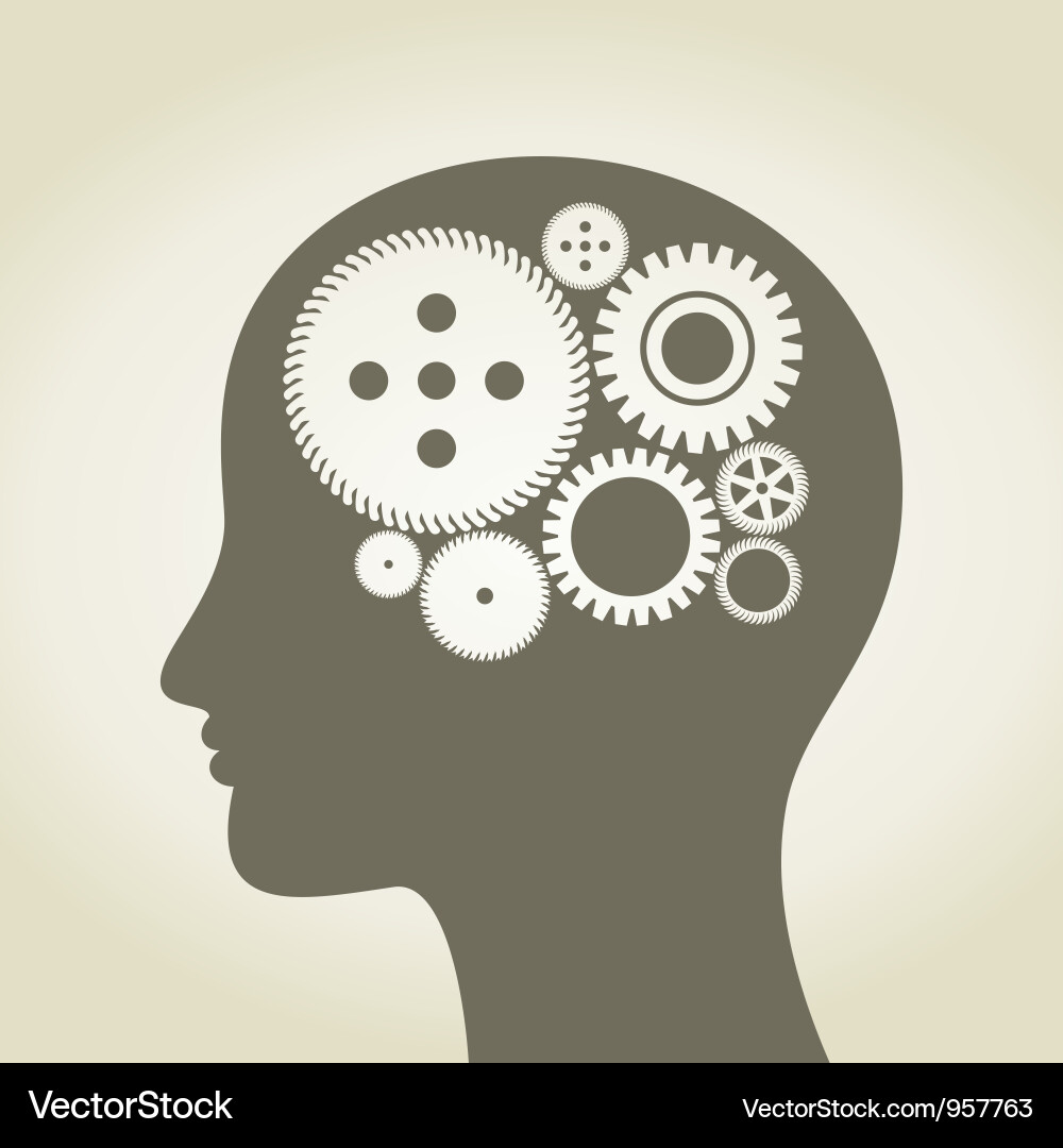 Head a gear wheel Royalty Free Vector Image - VectorStock