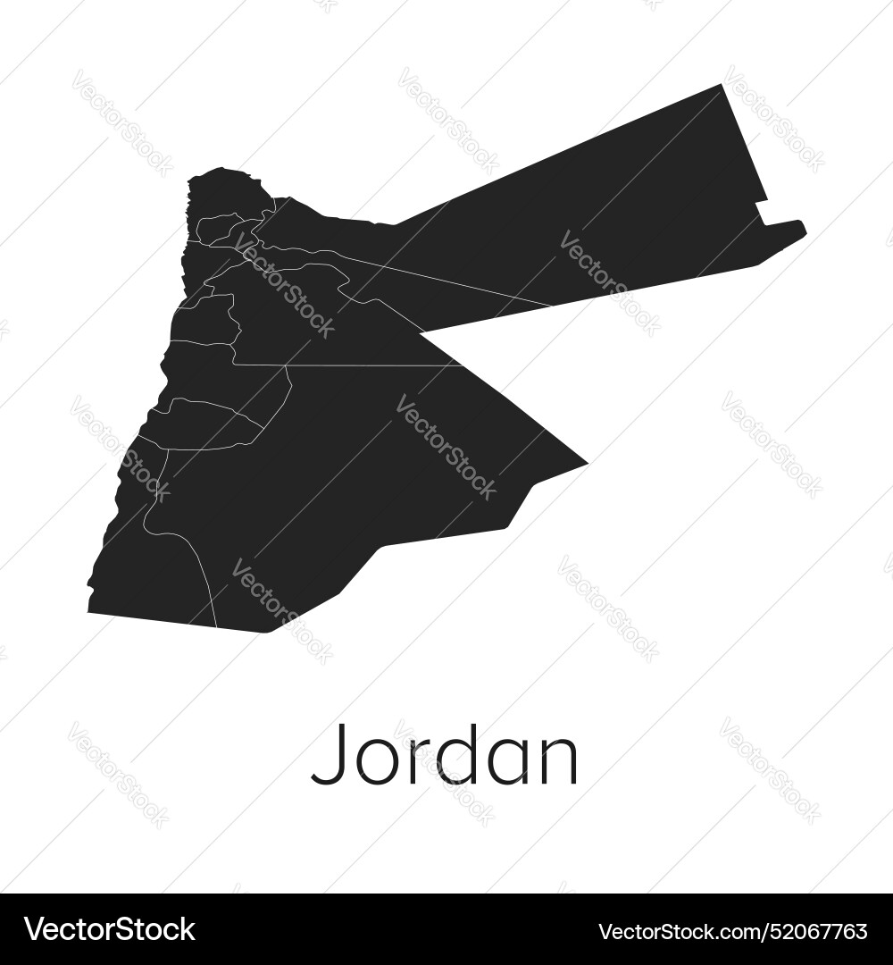 Jordan map - silhouette outline travel Royalty Free Vector