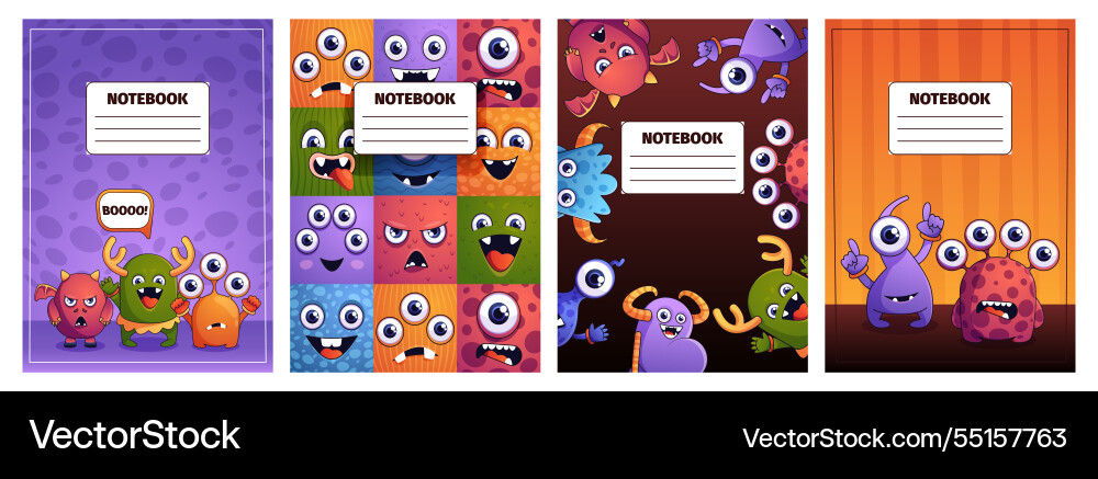Monster notebook cover cartoon fantasy characters Vector Image