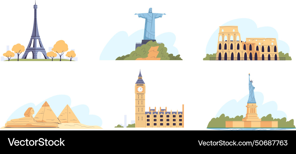 Touristic sightseeing places historical landmarks Vector Image