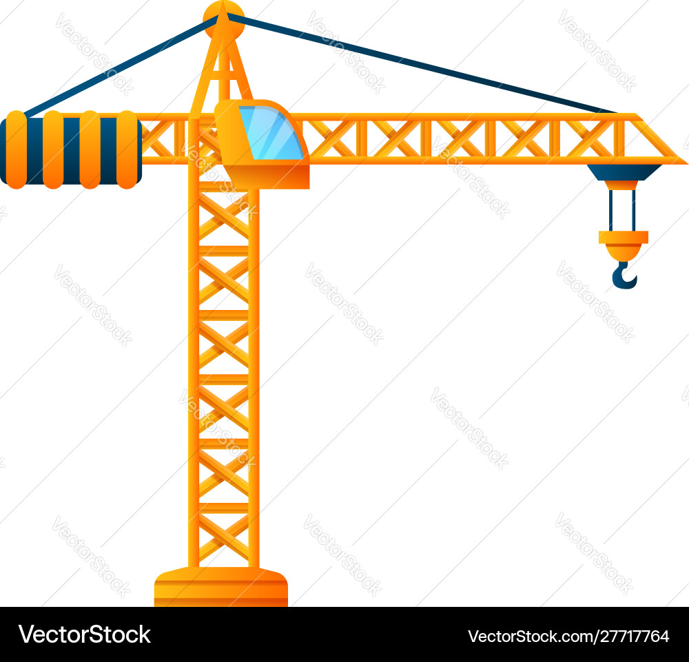 Construction crane icon cartoon style Royalty Free Vector