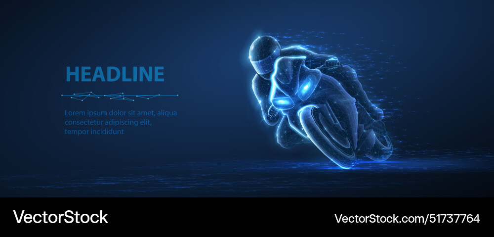 Fast motorcyclist on a blue background motorcycle Vector Image