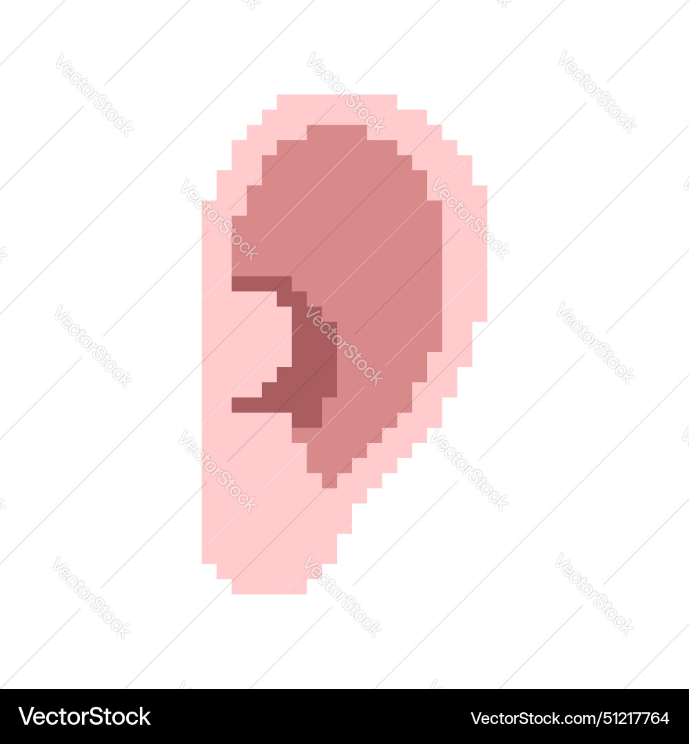 Human ear pixel art 8 bit part of body Royalty Free Vector