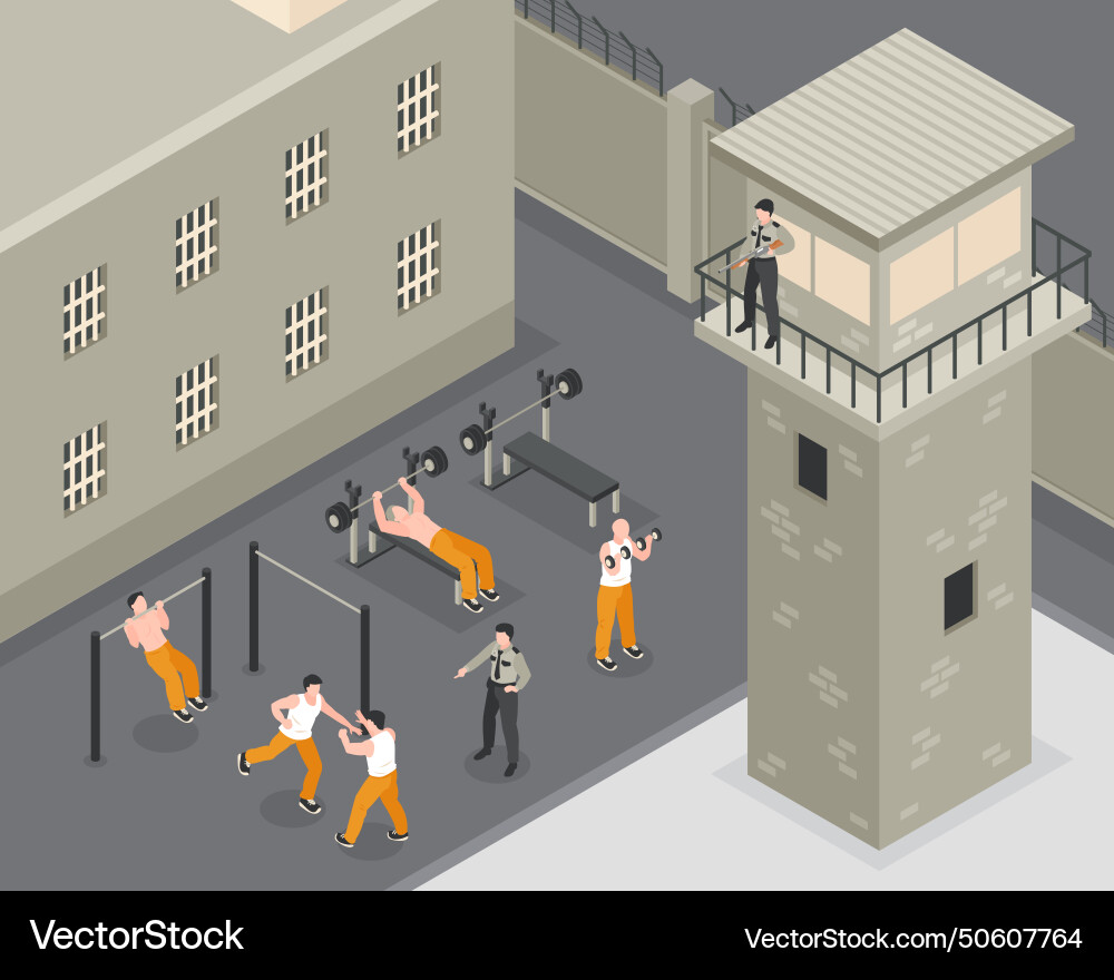 Prison isometric Royalty Free Vector Image - VectorStock