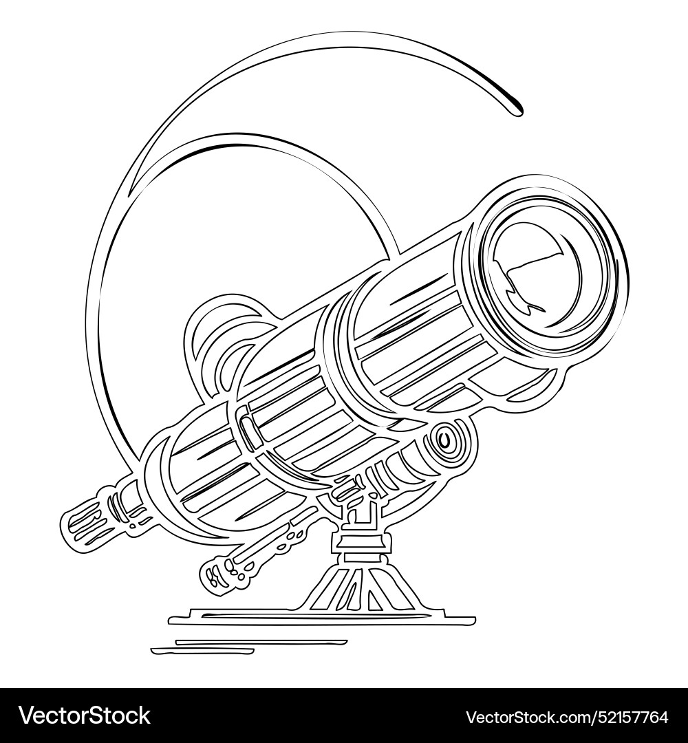 Telescope outline sketch Royalty Free Vector Image