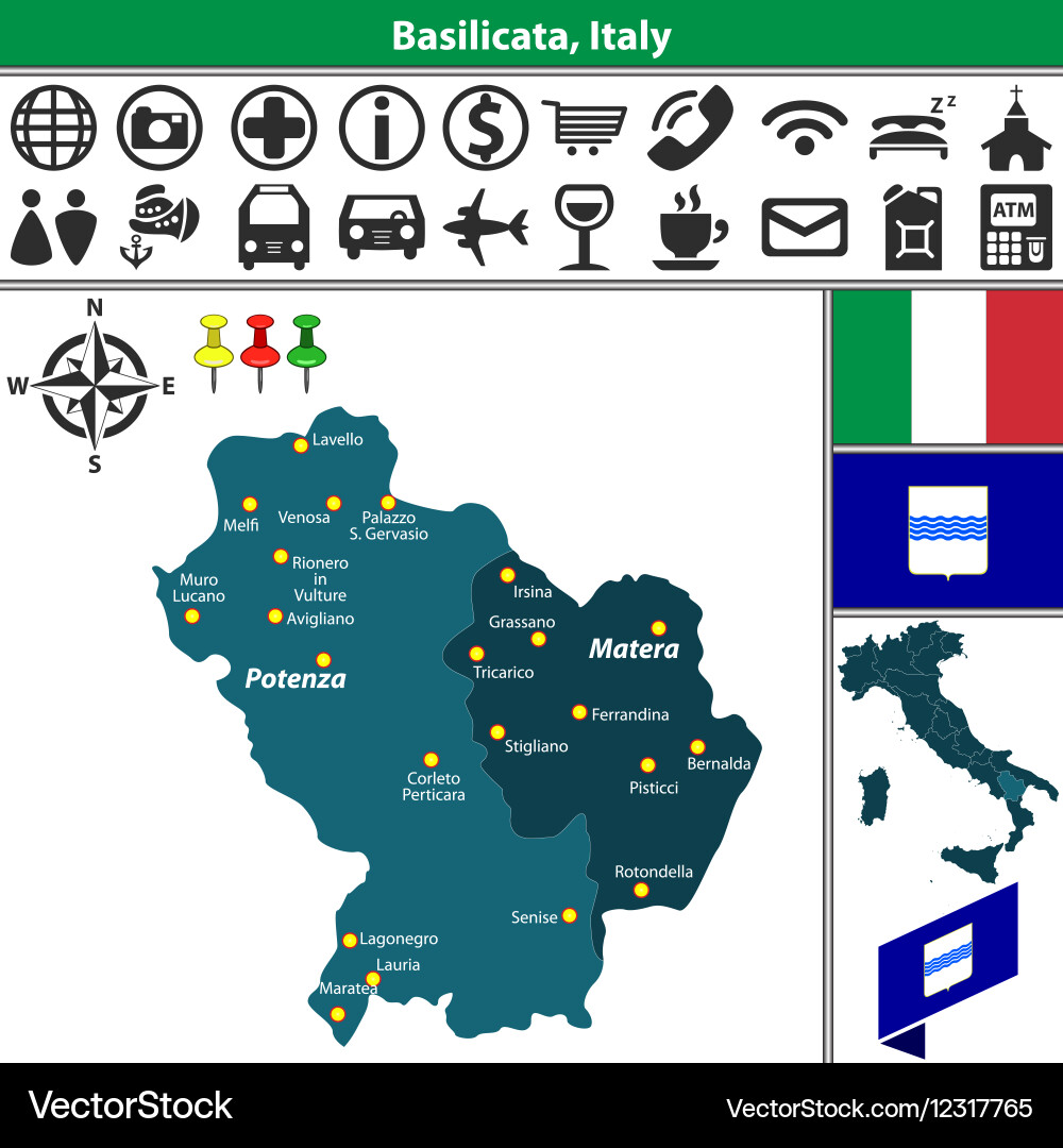 Basilicata Regional Map Royalty Free Vector Image
