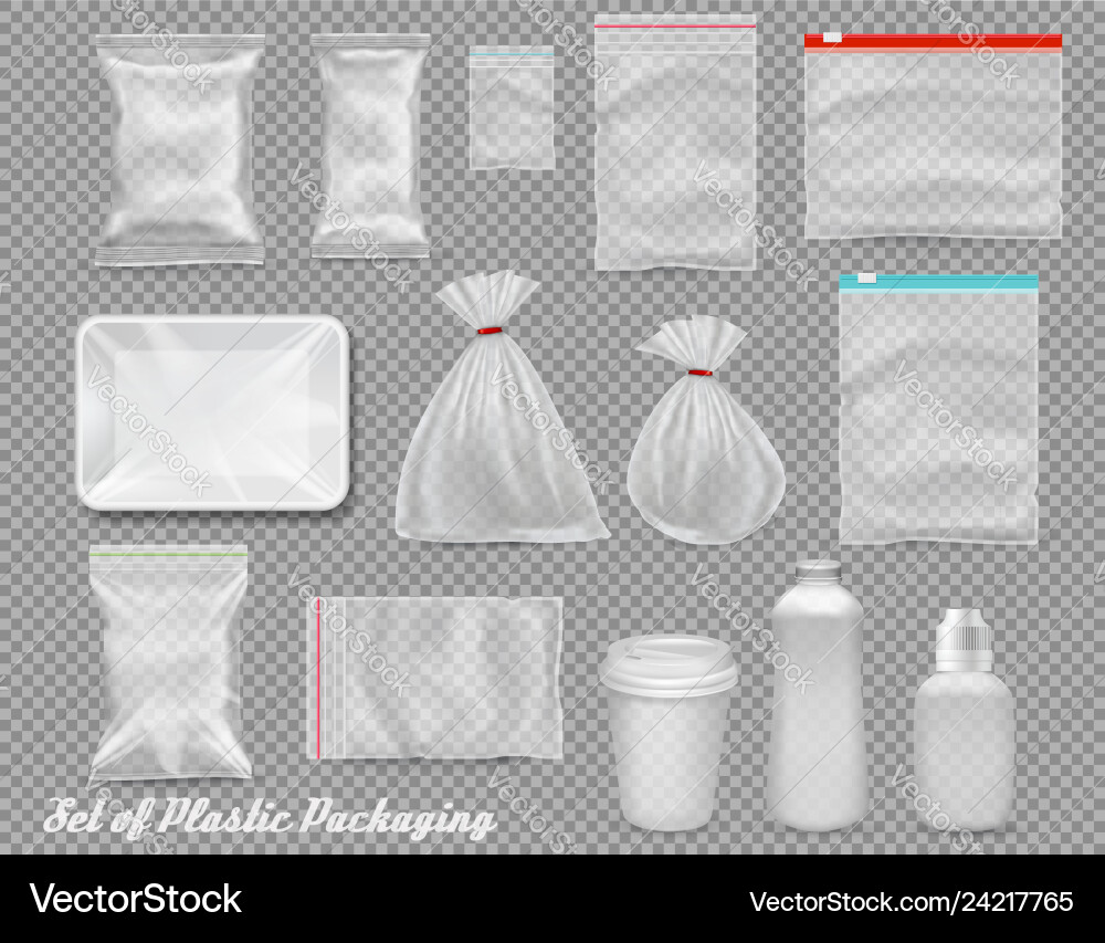Big set of polypropylene plastic packaging Vector Image