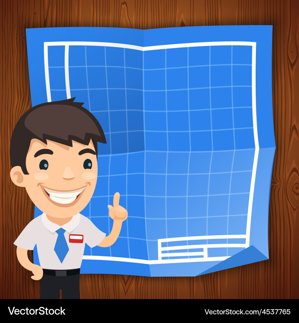 Blueprint background with engineer Royalty Free Vector Image