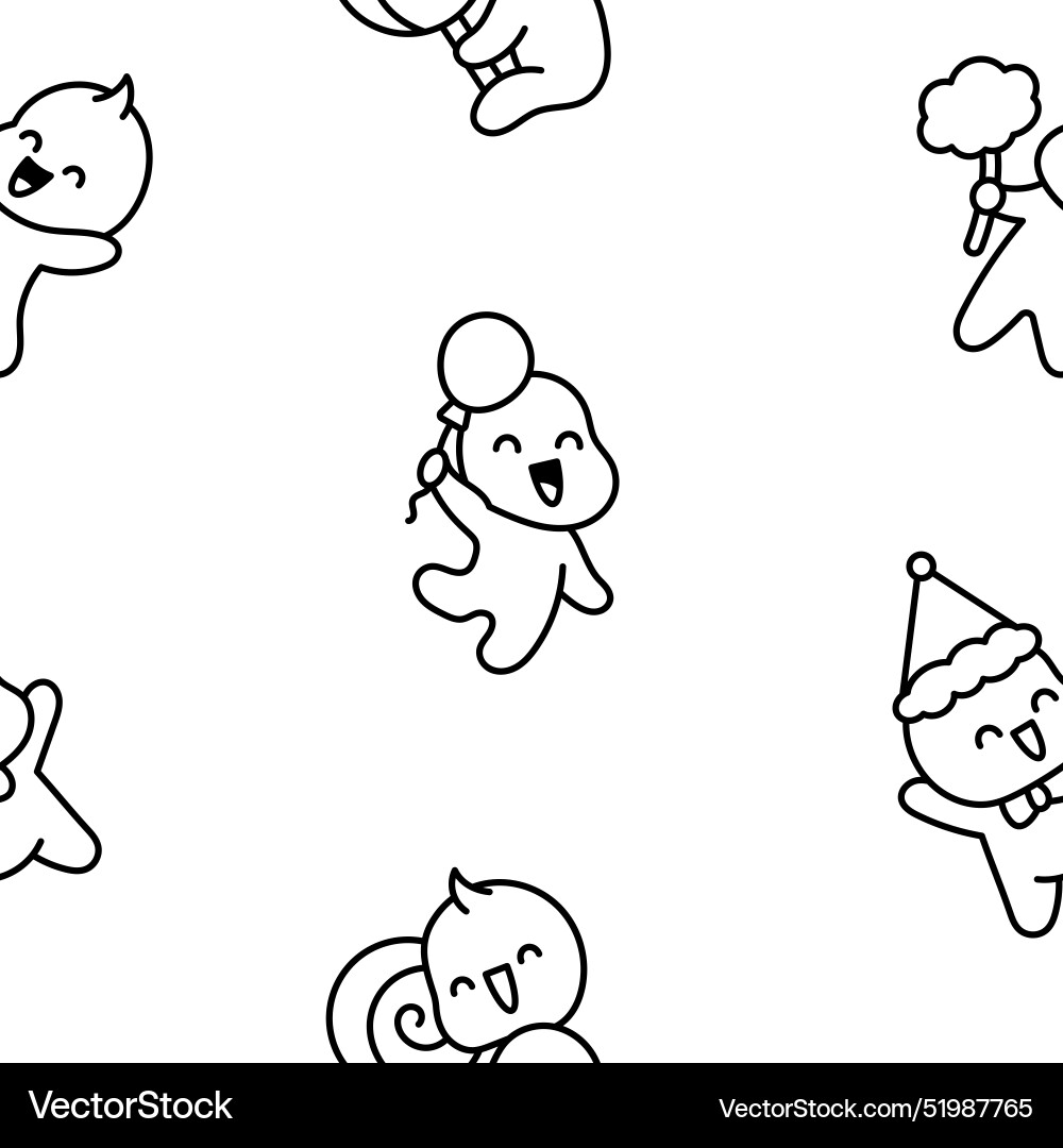 Cute baby boy seamless pattern coloring page Vector Image