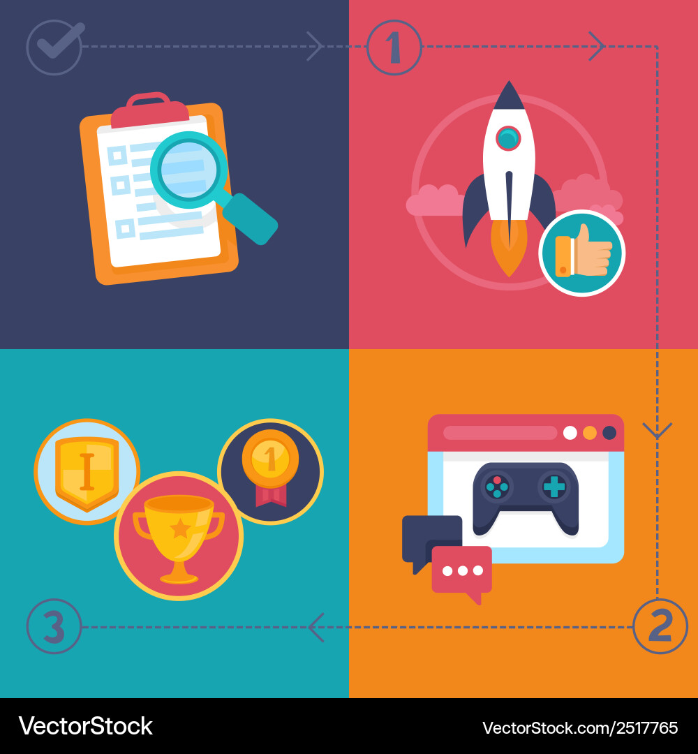 Gamification process Royalty Free Vector Image