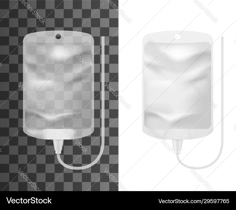 Intravenous IV Bag Mockup - Medical Drip Vector Image