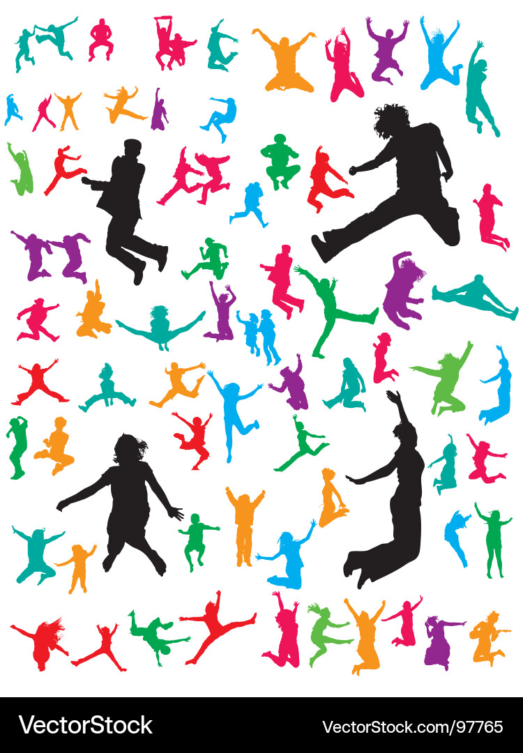 Jumping people Royalty Free Vector Image - VectorStock