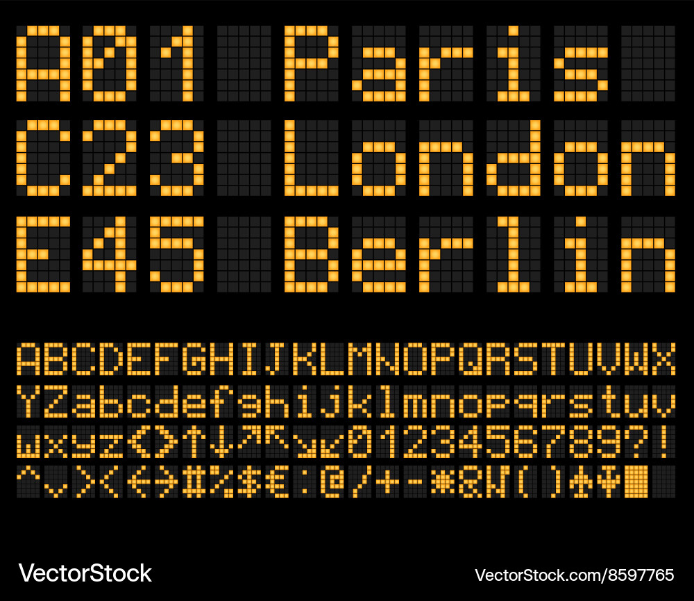 Led font Royalty Free Vector Image - VectorStock