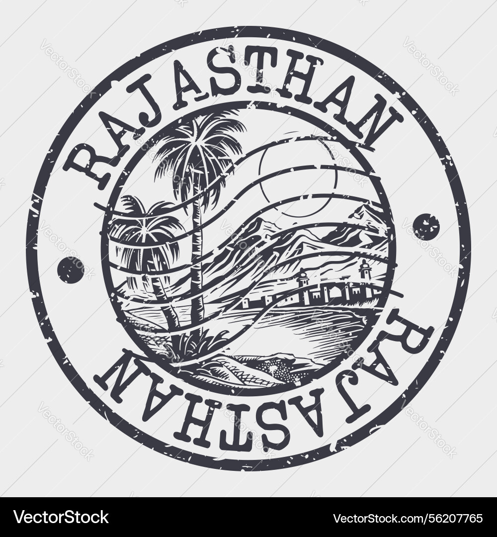 Rajasthan india stamp postal Royalty Free Vector Image