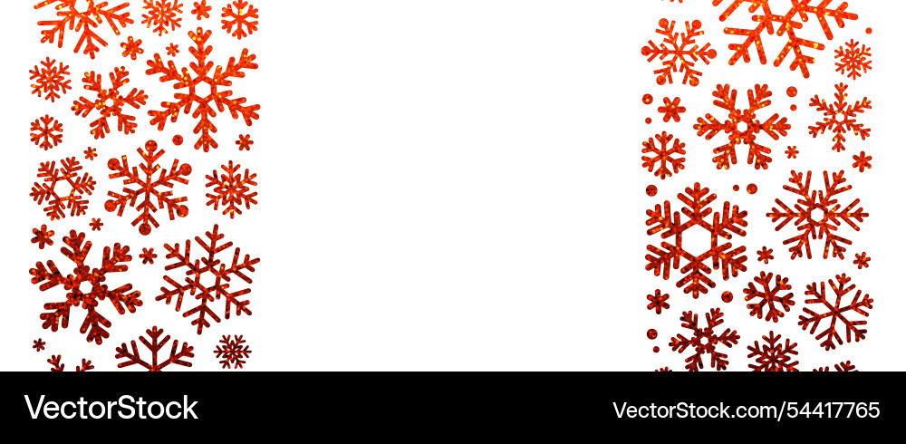 Red glitter snowflake border design Royalty Free Vector