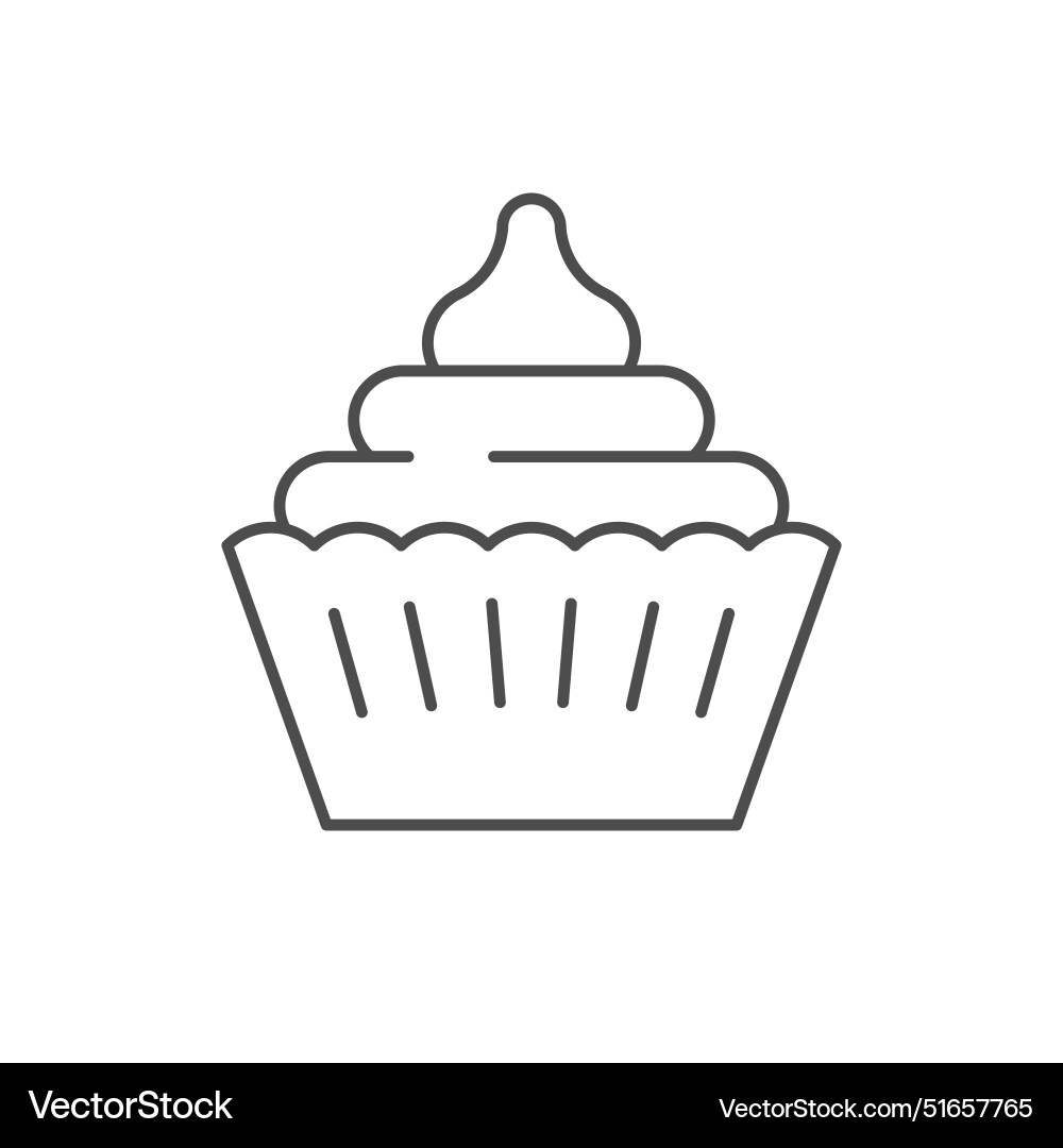 Sweet cupcake line outline icon Royalty Free Vector Image