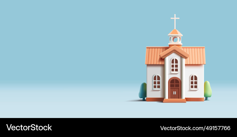 3d render church building icon white facade Vector Image