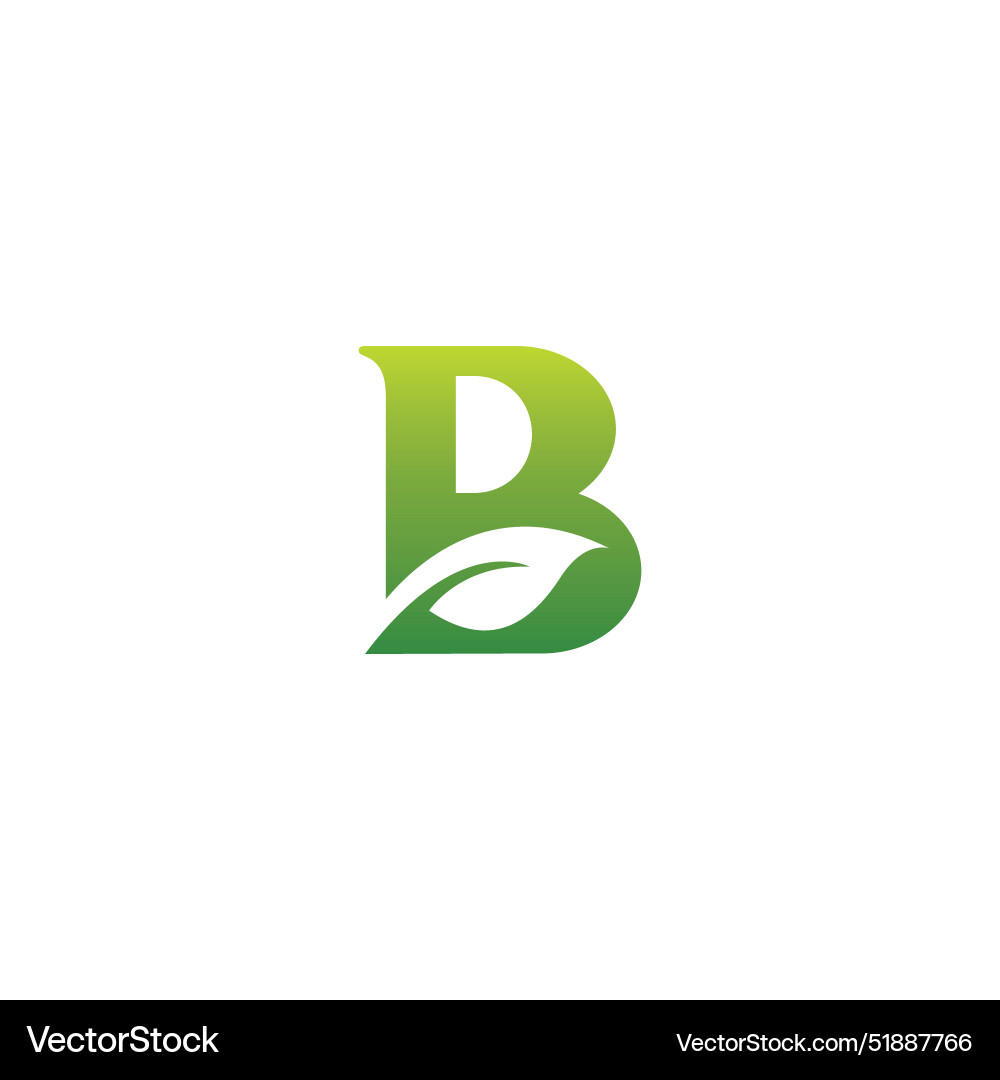 B leaf logo initial nature Royalty Free Vector Image