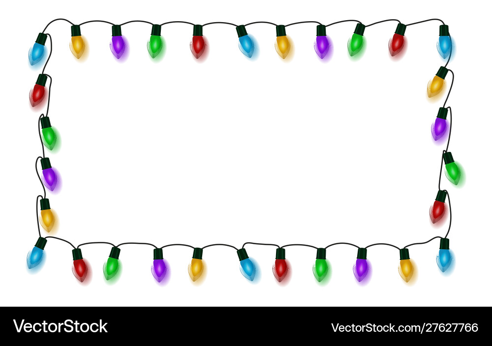 Christmas lights frame holiday border string Vector Image