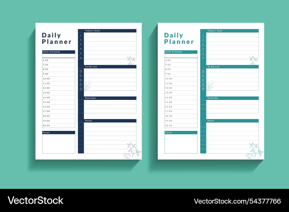 Daily planner template modern layout design Vector Image
