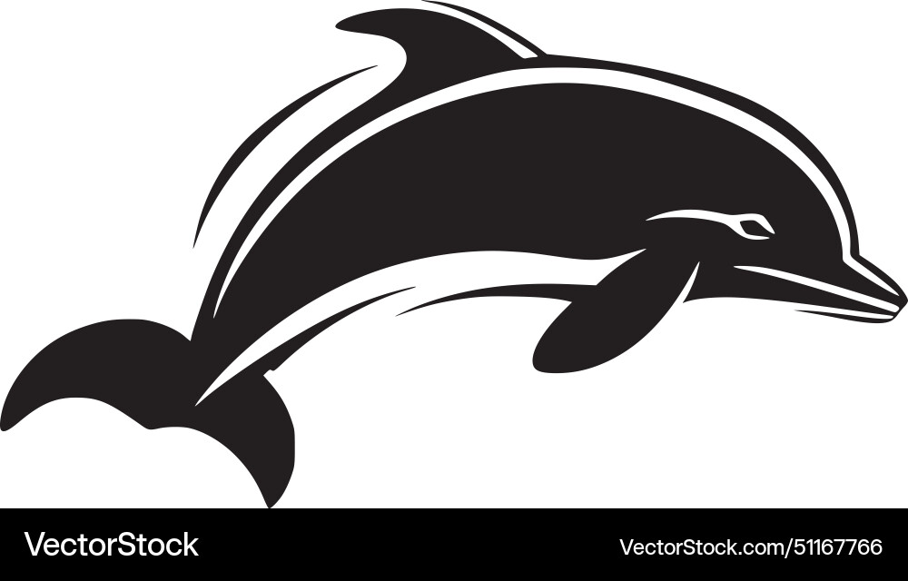 Dolphin - black and white Royalty Free Vector Image