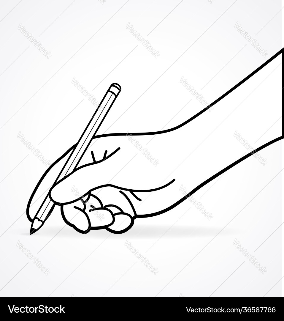 Hand with pencil writing drawing outline Vector Image