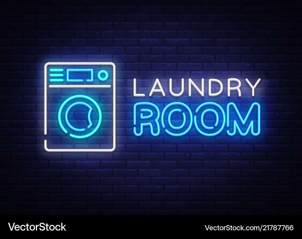 Laundry room neon logo dry cleaning Royalty Free Vector