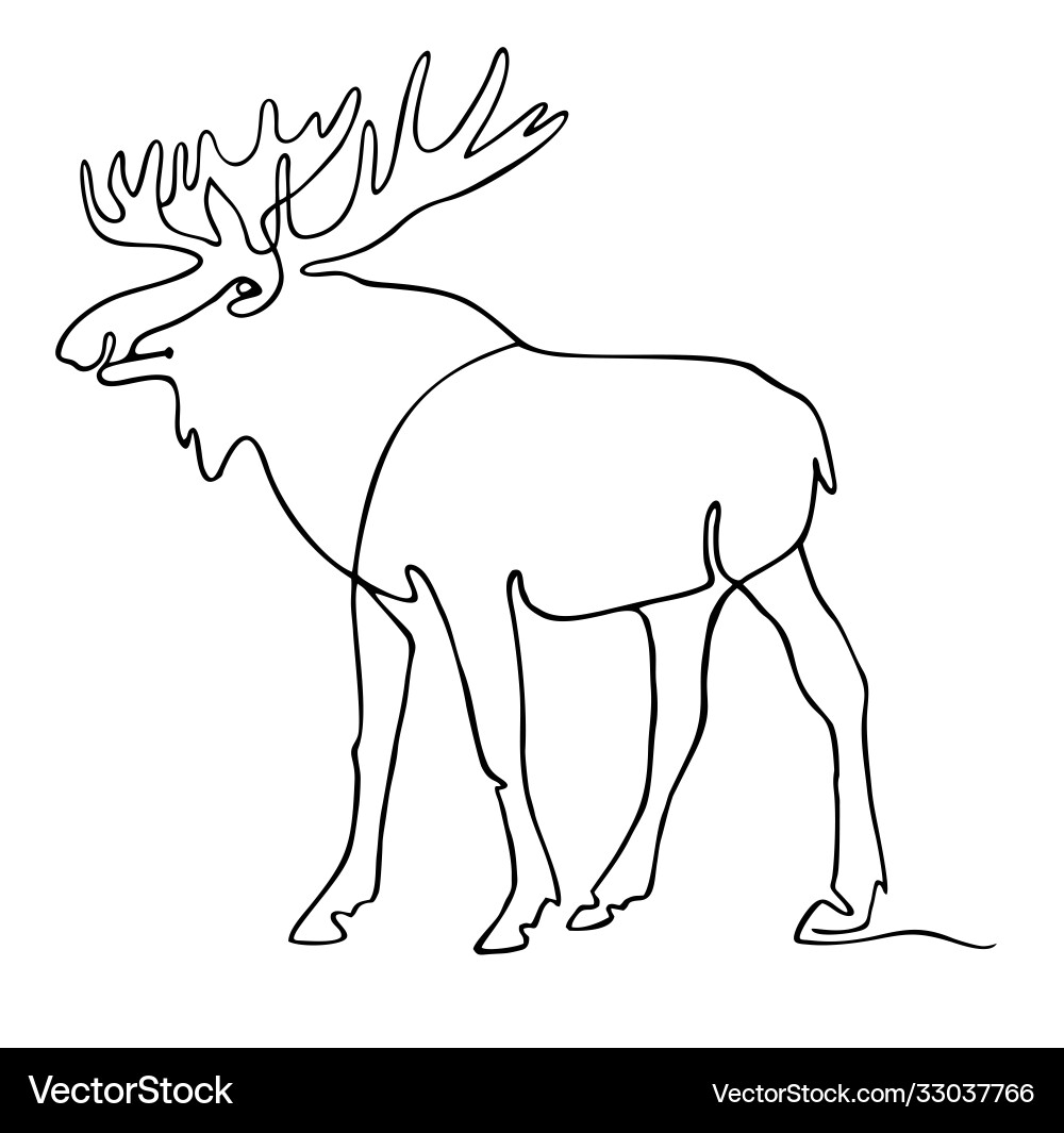 One continuous drawing line portrait elk roe deer Vector Image