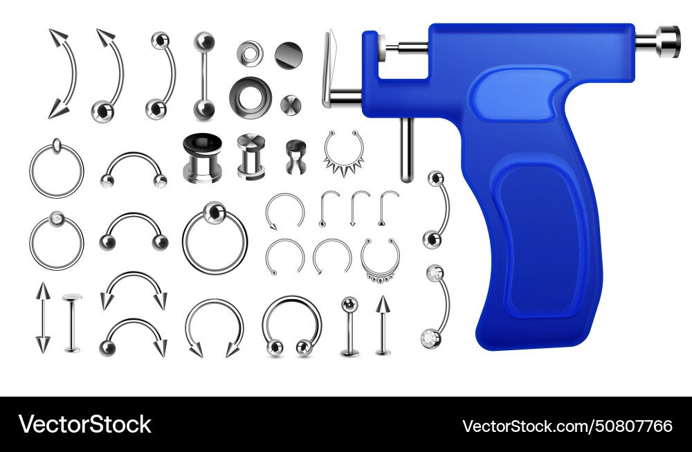 Piercing realistic set Royalty Free Vector Image