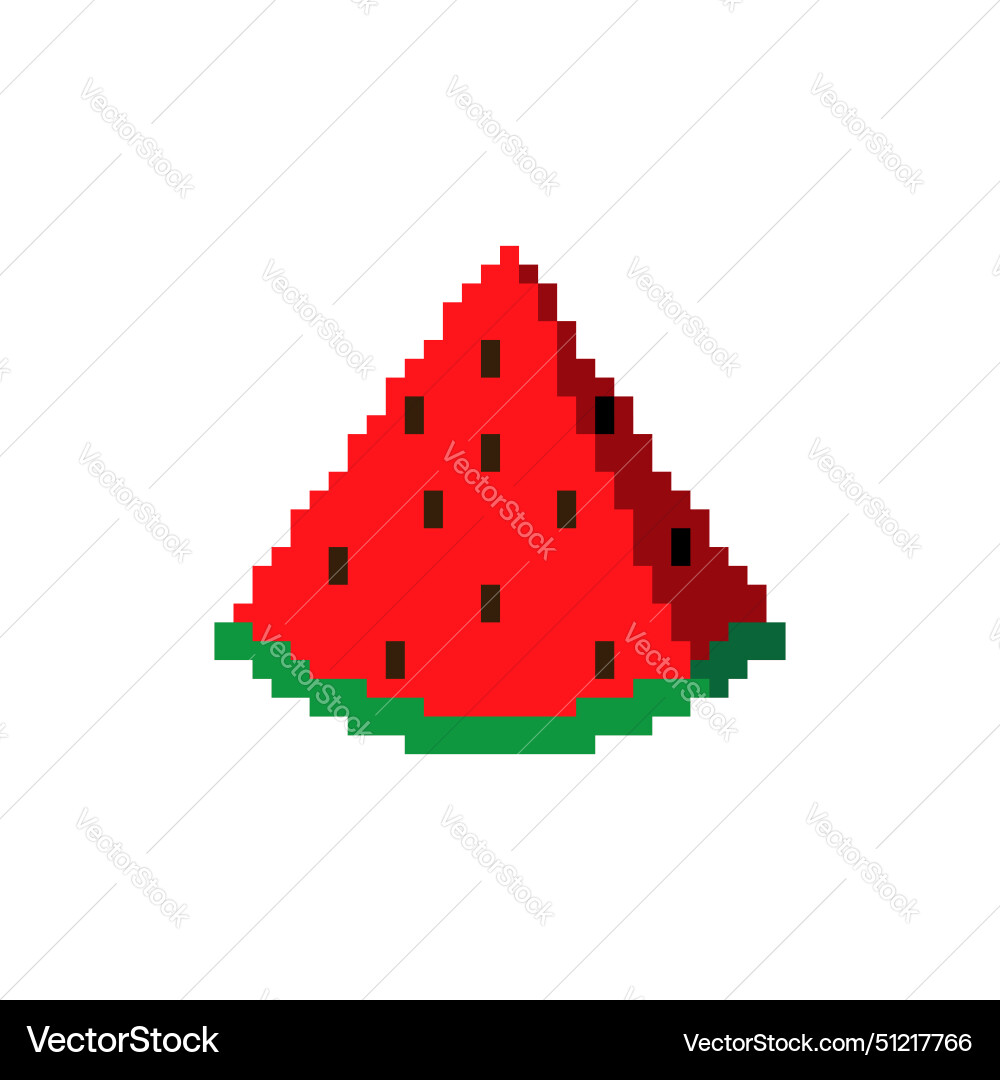 Slice of watermelon pixel art 8 bit red melon Vector Image