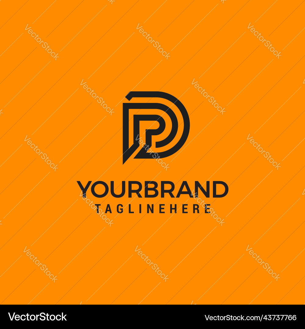 Square initial pd letter logo design simple Vector Image