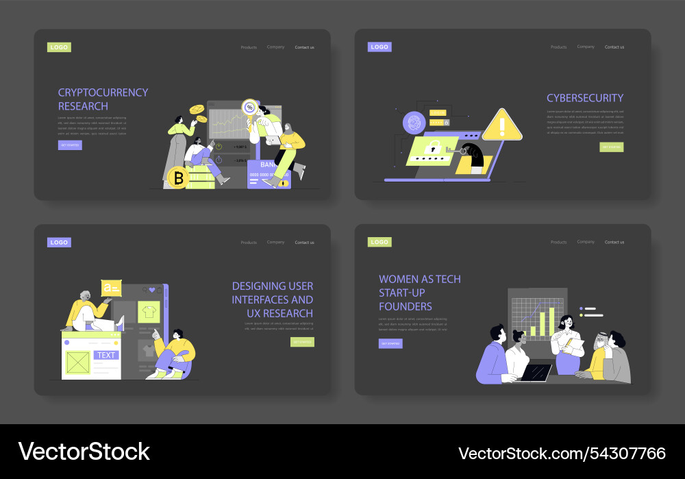 Women in technology flat Royalty Free Vector Image