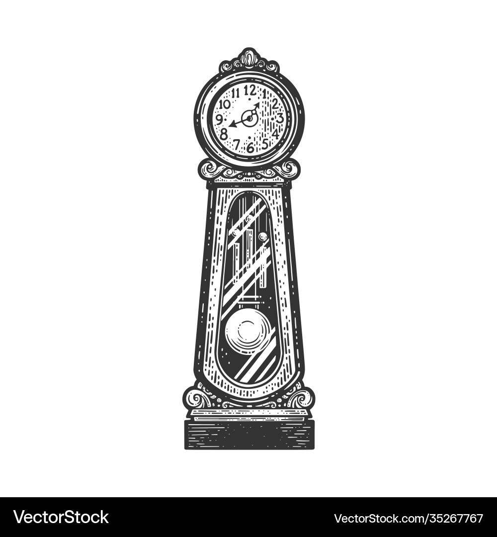 Dark Grandfather Clock Drawing Clock Line Drawing Black And White