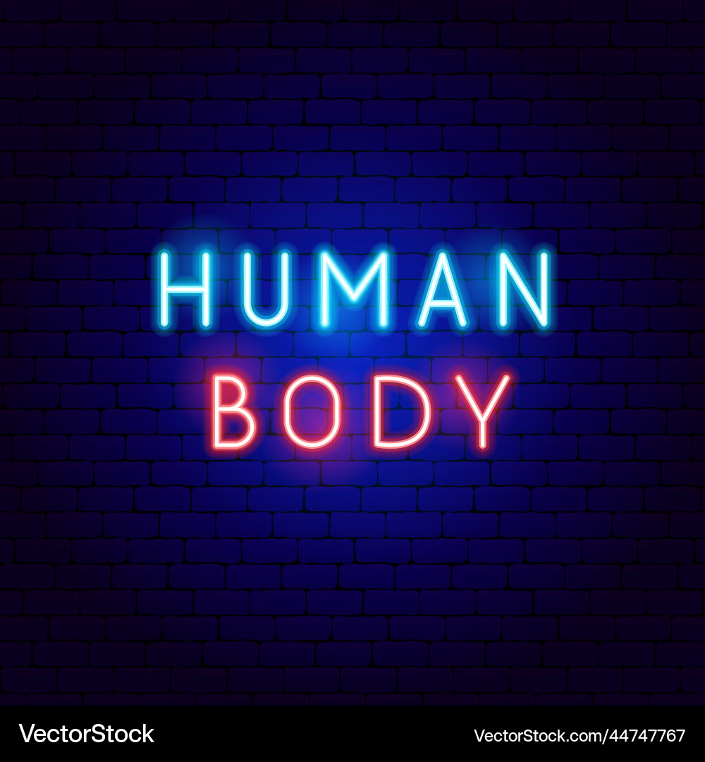 Human body neon text Royalty Free Vector Image