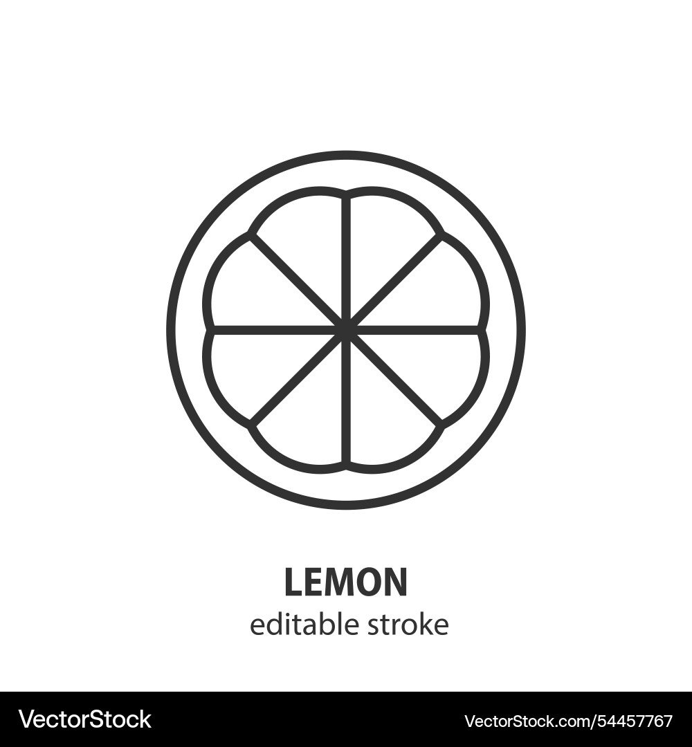 Lemon line icon citrus fruit symbol editable Vector Image
