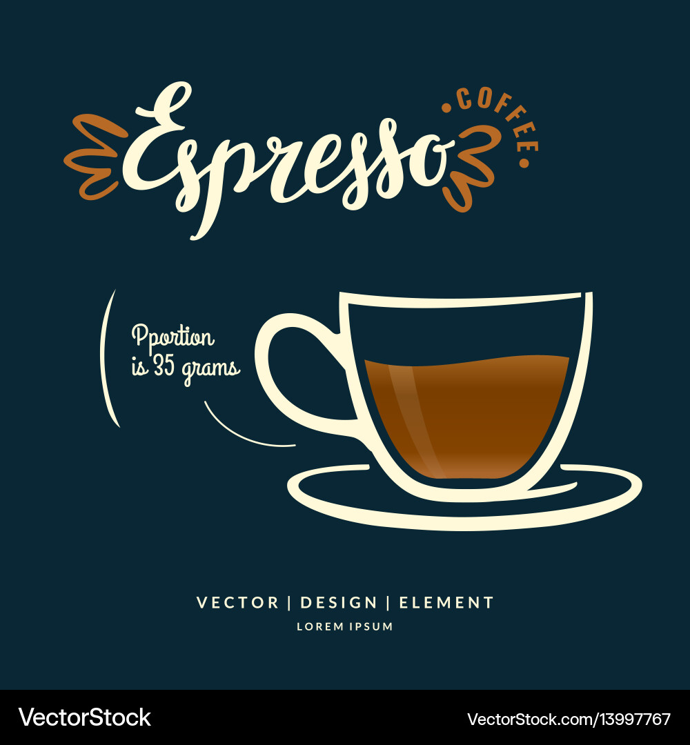 Modern hand drawn lettering label for coffee drink