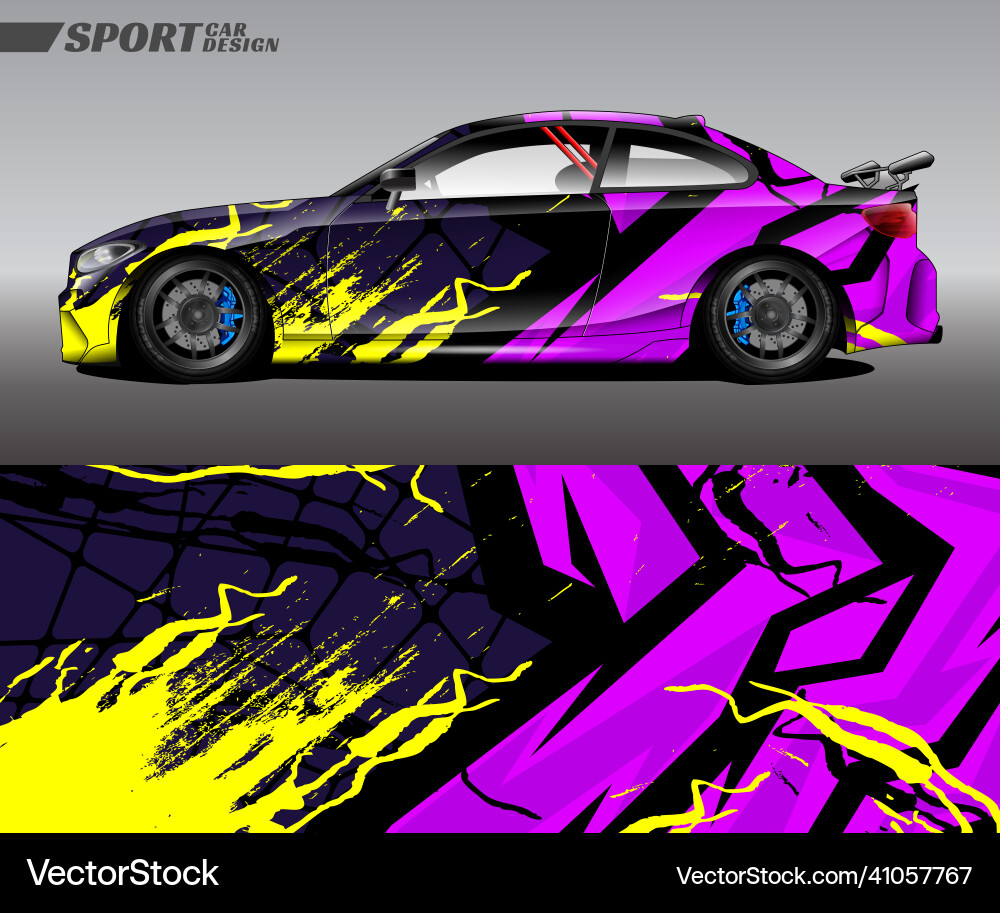 Racing car wrap design with special texture style Vector Image