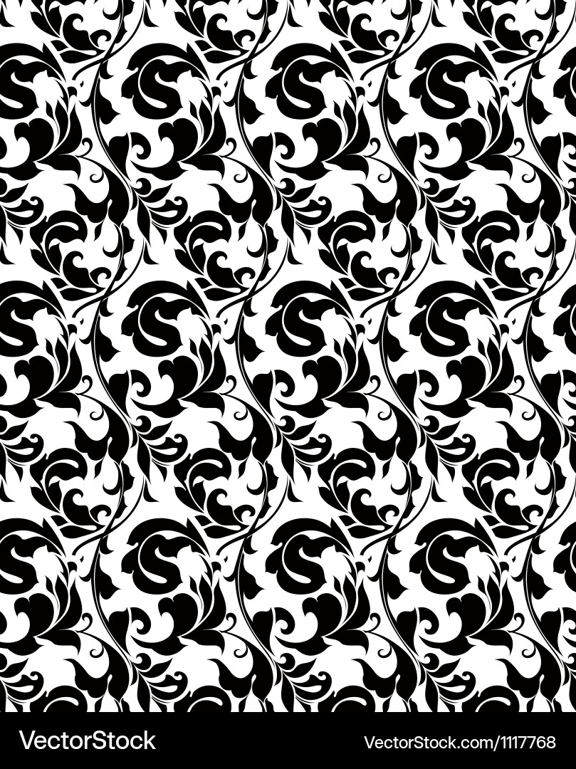 Black and White Floral Pattern Royalty Free Vector Image
