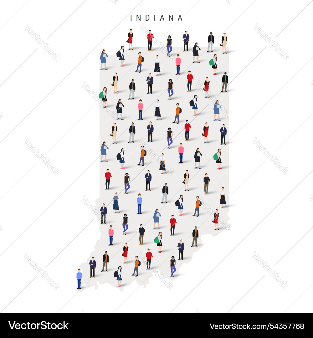 Indiana us state population map large group of Vector Image