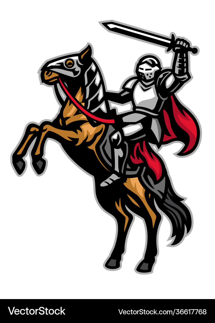 Knight mascot ride horse Royalty Free Vector Image