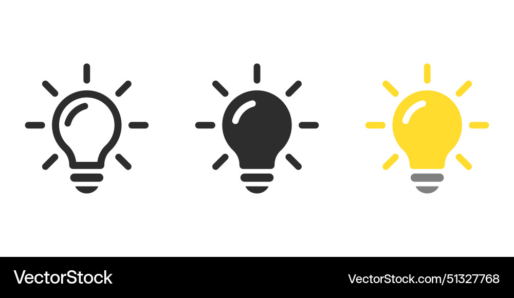 Light bulb icon or electric lamp and idea symbol Vector Image