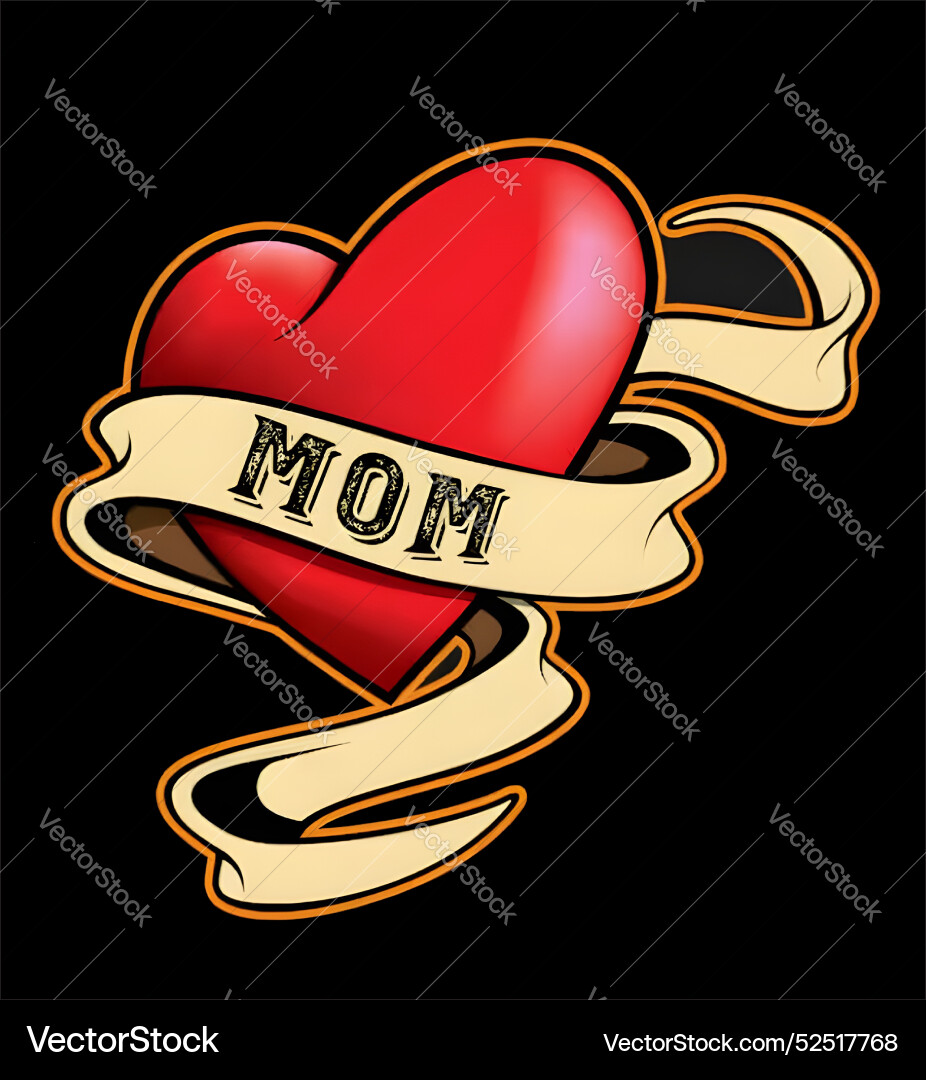 Mom heart tattoo Royalty Free Vector Image - VectorStock
